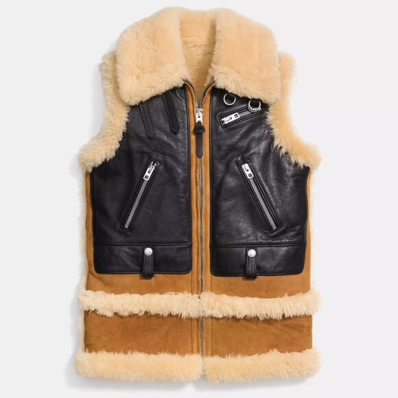 Coach | Jackets & Coats | Nwt Coach Calf Leather Sheepskin Rancher ...